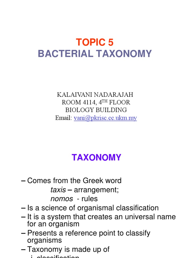 Bacterial Taxonomy: Topic 5 | PDF | Taxonomy (Biology) | Prokaryote