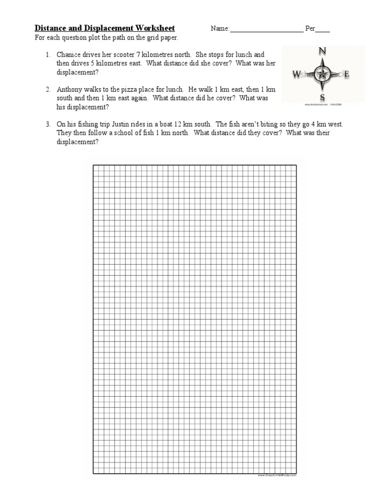 Distance and Displacement Problems Worksheet | PDF | Language Arts ...