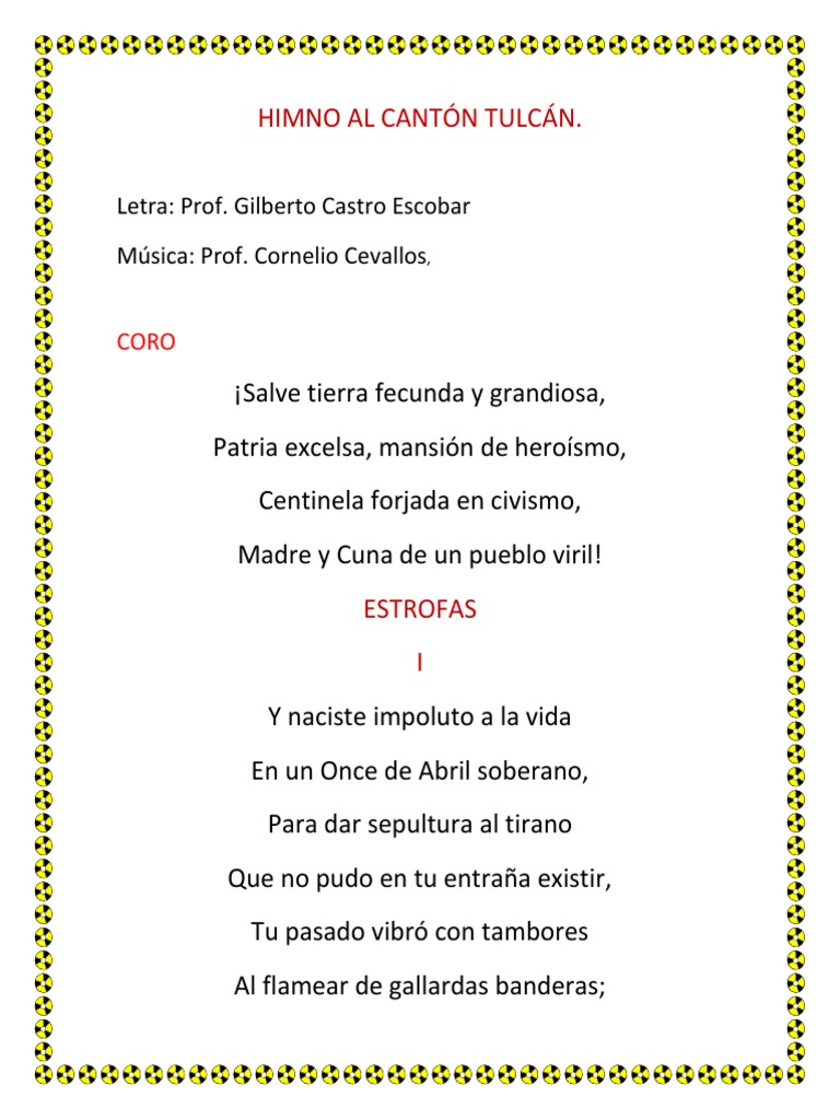 Himno Al Cantón Tulcán | PDF