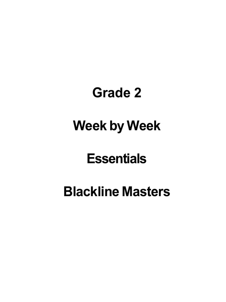 Blackline Masters Grade 2 Week by Week Essentials | PDF | Teaching ...