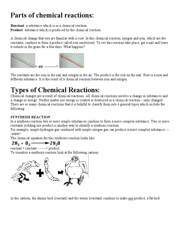 Parts of chemical reactions.pdf | Chemical Reactions | Product (Chemistry)