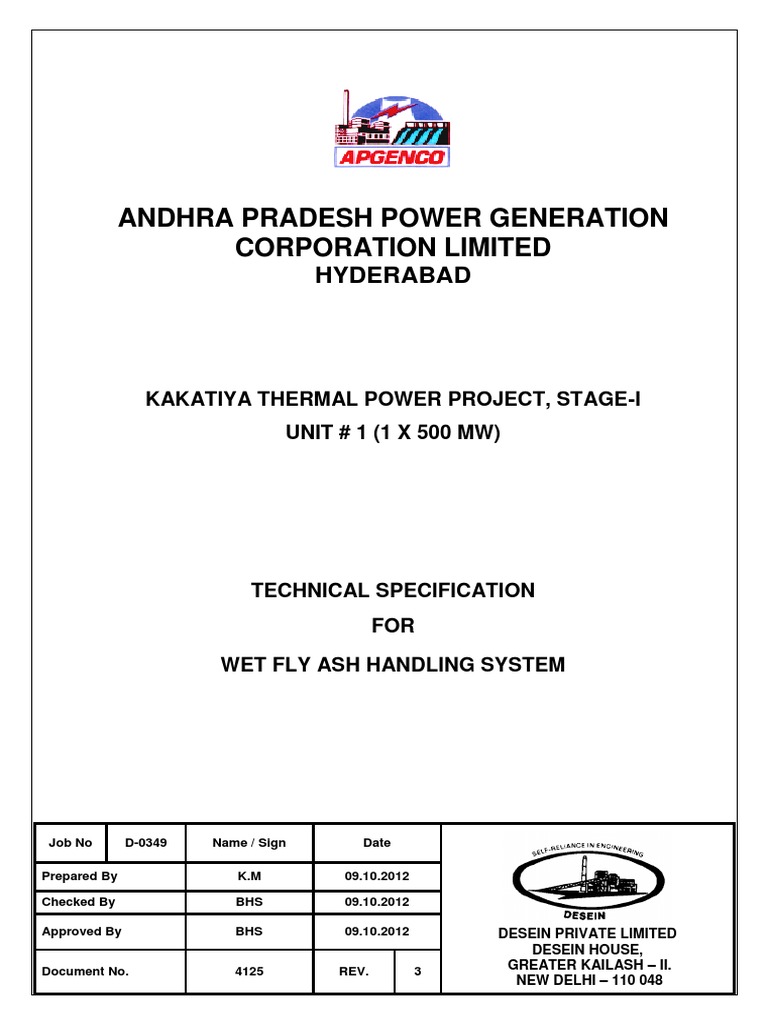 Kakatiya TPP I - Wet Ash Handling System, Rev 3 (09.10.2012) | PDF ...