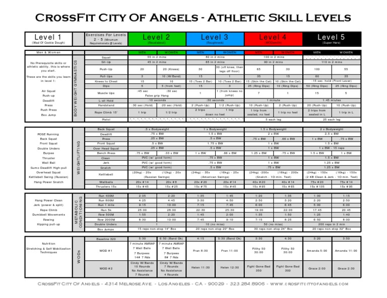 CFCOA Athletic Skill Levels | PDF | Weight Training | Human Anatomy