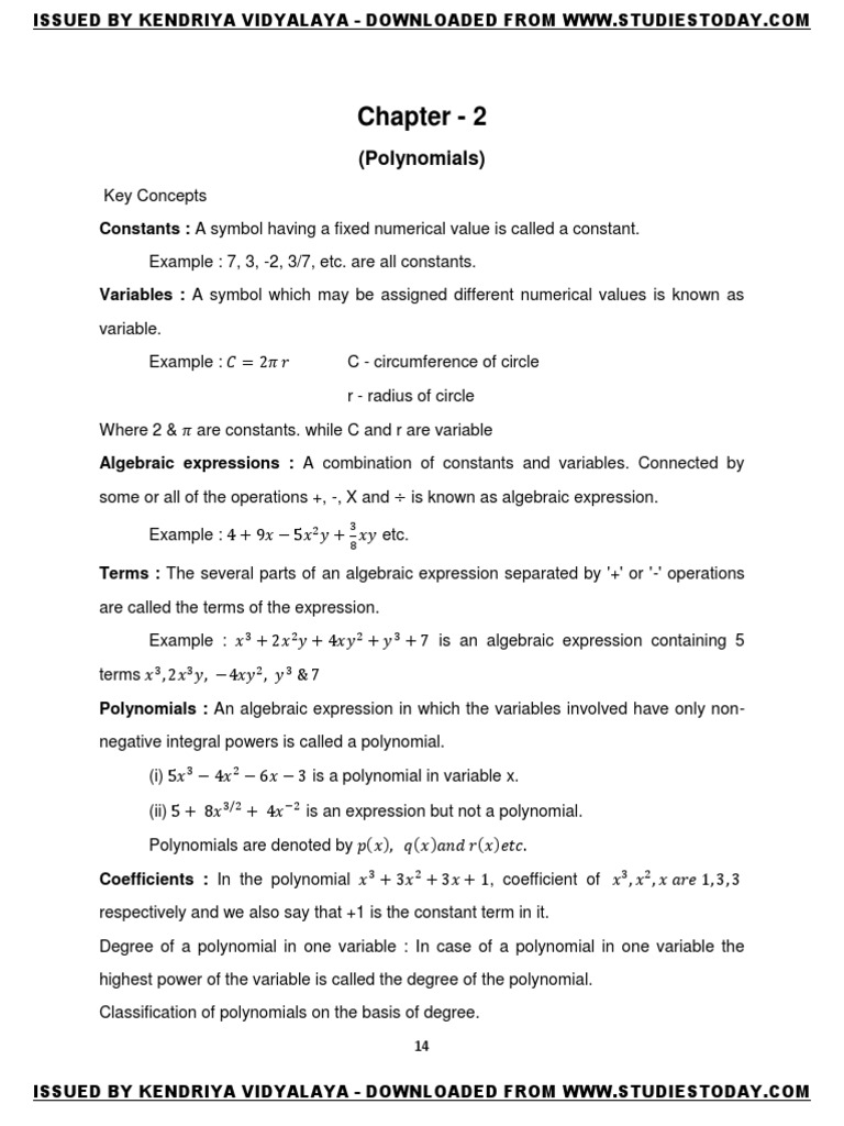 Polynomials: Key Concepts and Applications | PDF | Polynomial | Factorization