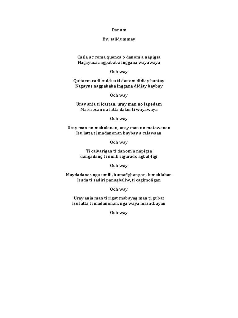 Danum Lyrics by Salidummay | PDF