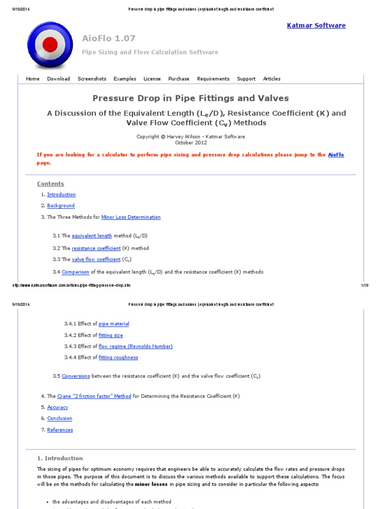 Pressure Drop in Pipe Fittings and Valves - Equivalent Length and ...