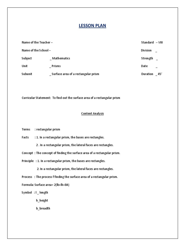 Lesson Plananu | PDF | Rectangle | Lesson Plan