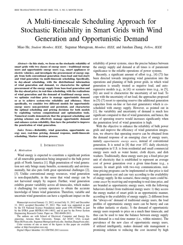 A Multi Timescale Scheduling Approach To Enhance The Reliability Of Smart Grids By Optimally