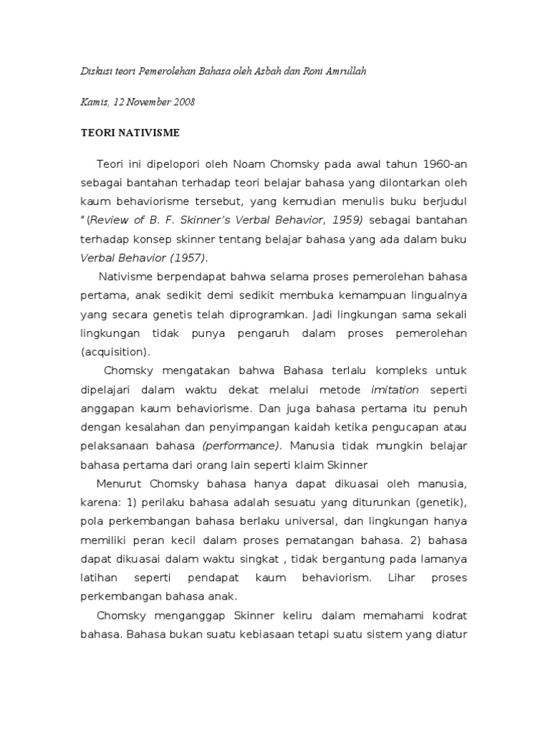 Teori Nativisme | PDF | Business