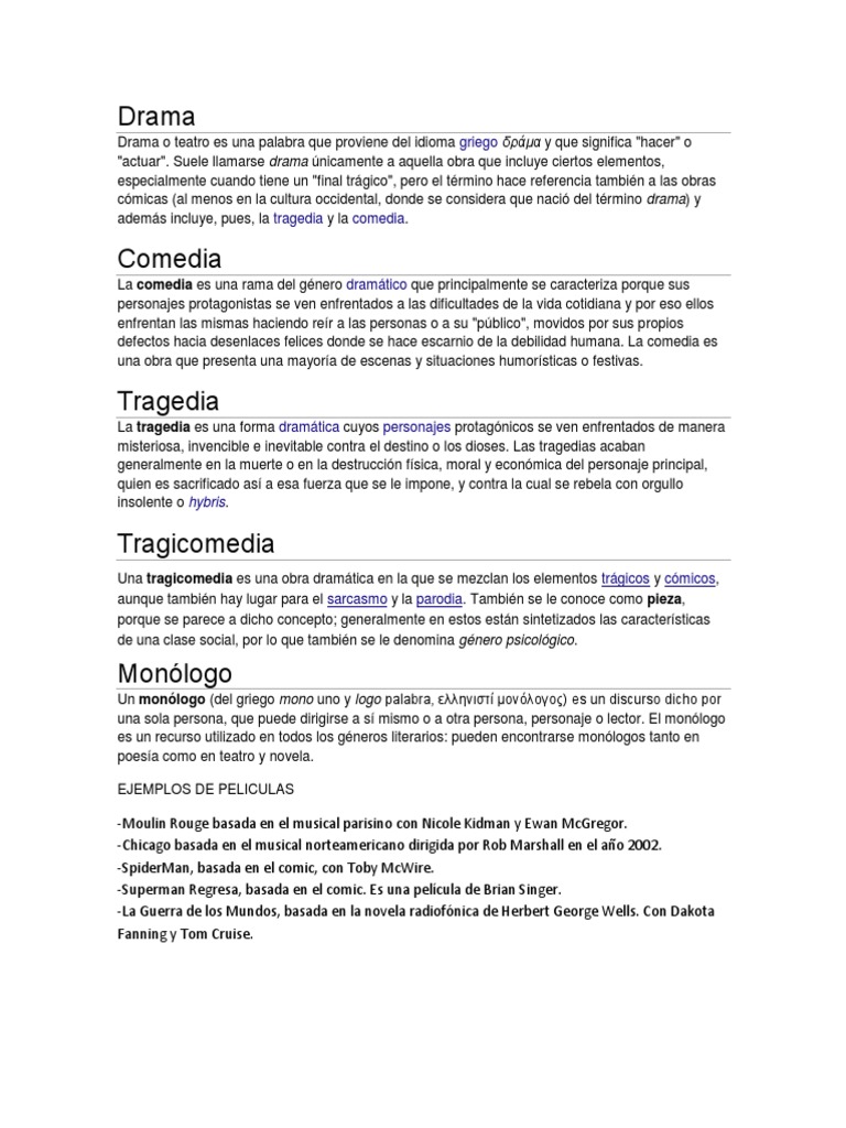 Elementos y ejemplos del drama | PDF | Color | Tragedia