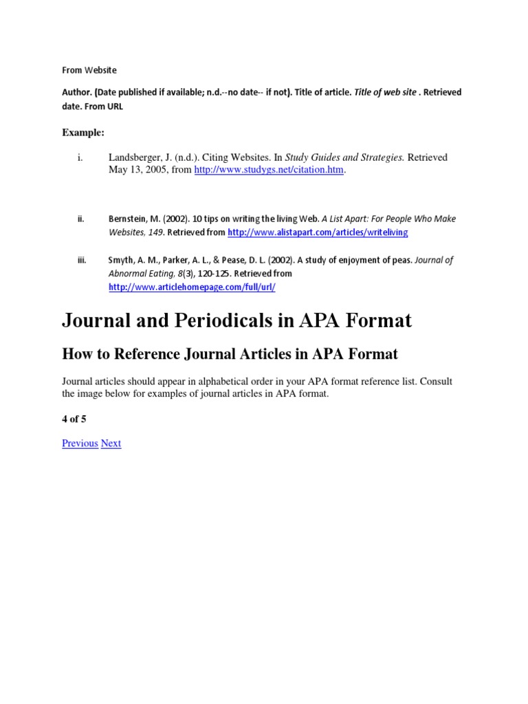 APA Format for Journal Articles | PDF