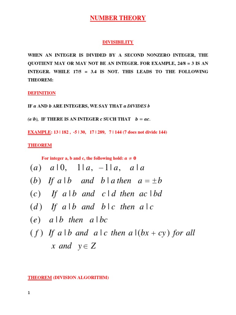 Divisibility in Number Theory | PDF