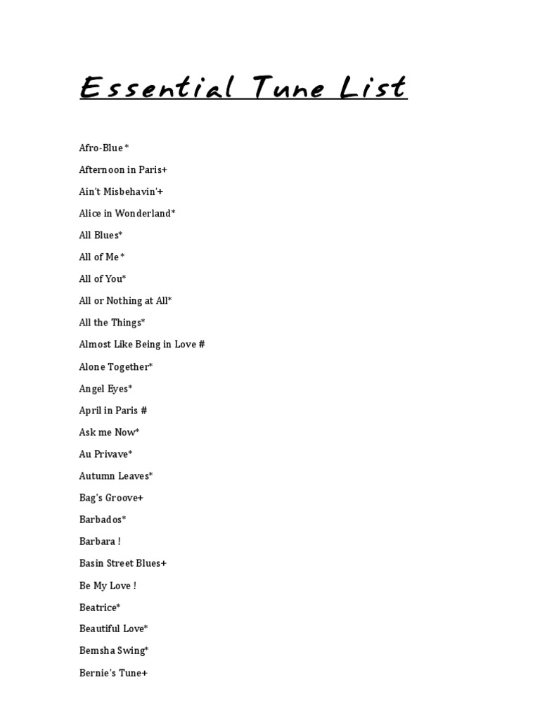 Essential Tune List | PDF