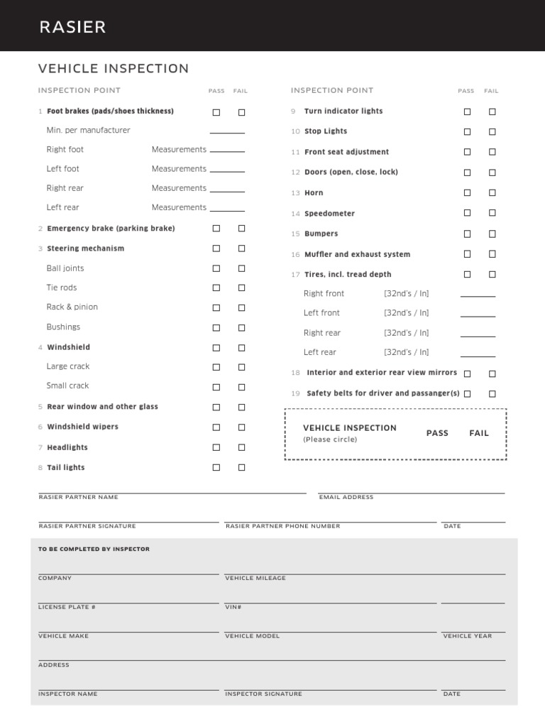 Uber Denver Vehicle Inspection Form | PDF