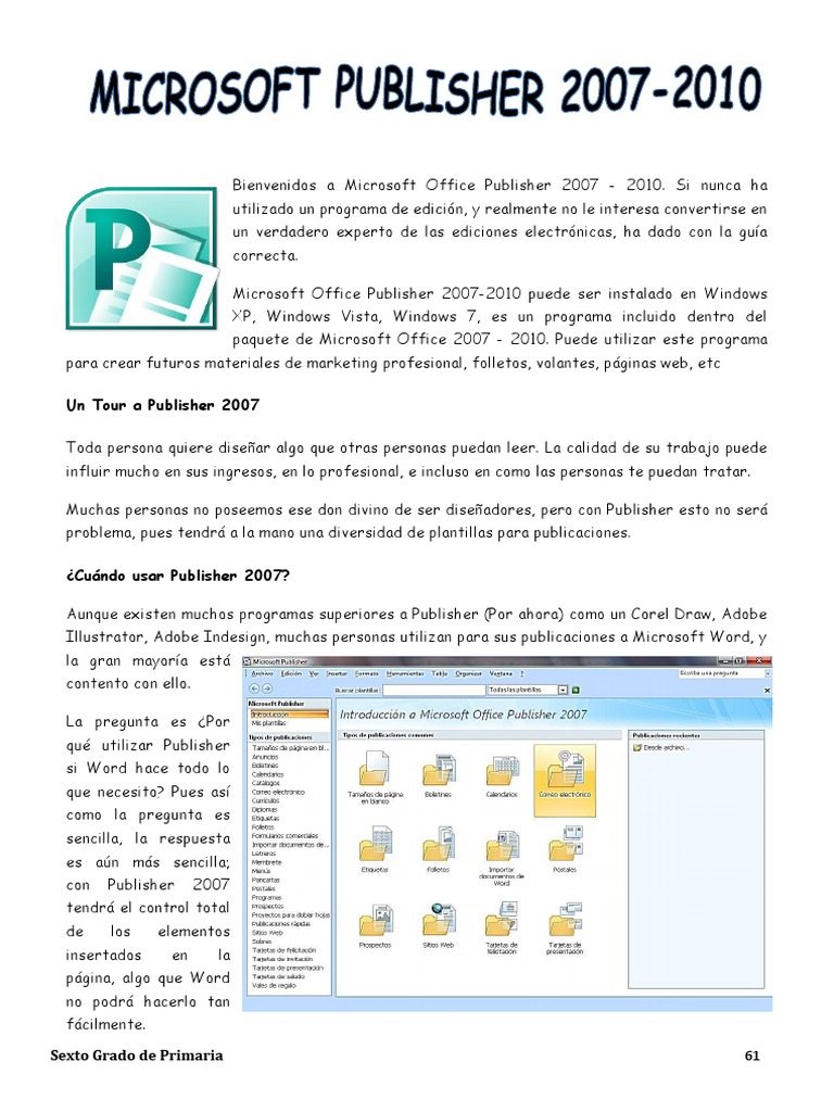 Microsoft Publisher 2007 | PDF | Ventana (informática) | Point and Click