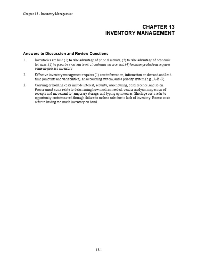 Chap 13 Inventory Management | PDF | Inventory | Radio Frequency ...