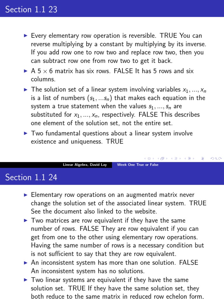 Linear Algebra: True or False Quiz | PDF | Teaching Methods & Materials ...