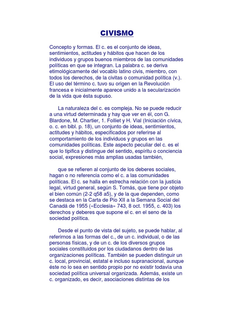 Concepto y formas del civismo | PDF | Familia | Sociedad