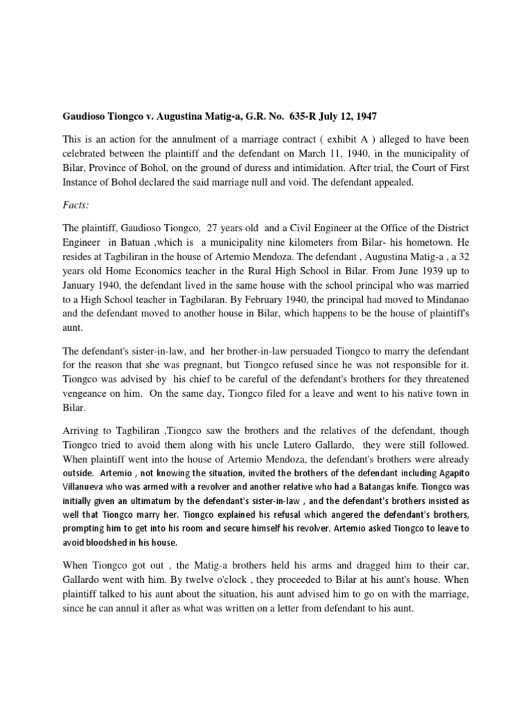 Tiongco vs. Matig-A | PDF | Annulment | Public Law