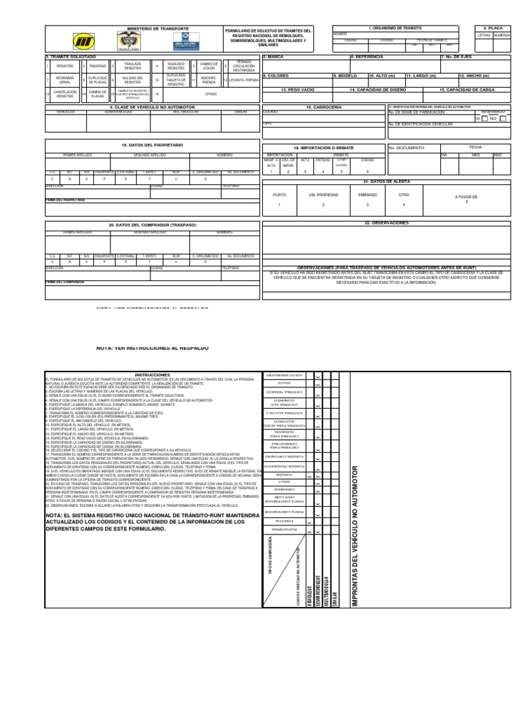 Formato Runt Remolques | PDF