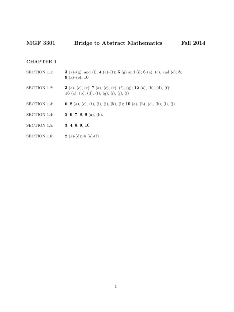 MGF 3301 Abstract Math Exercises | PDF