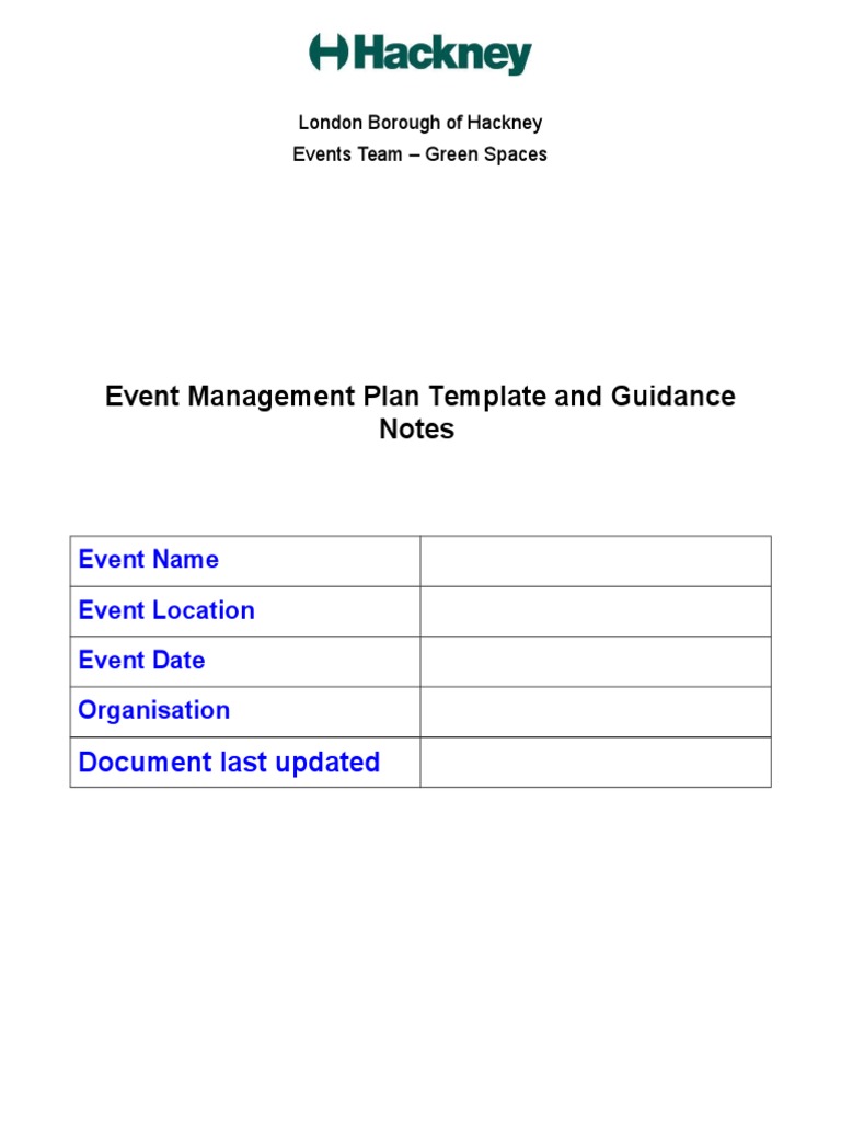 Parks Event Guidance Notes and Emp Template 24feb | PDF
