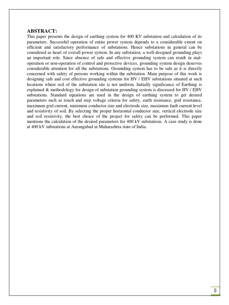 Design of Earthing System For HV | PDF | Electrical Substation ...