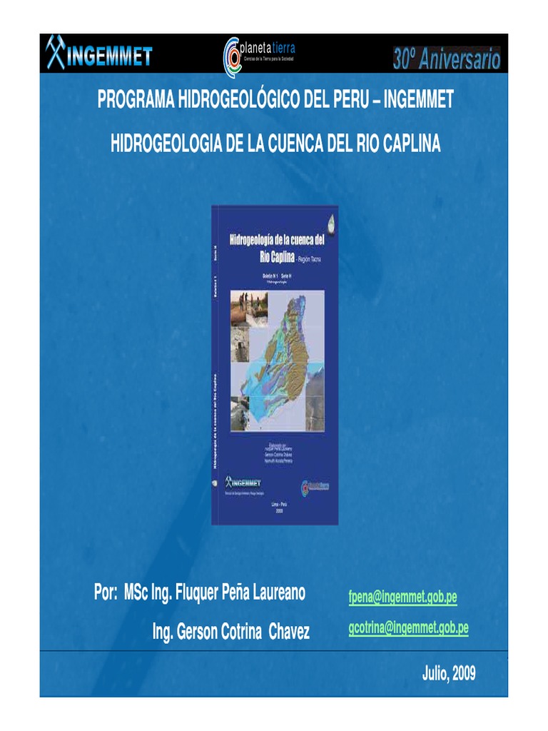 Hidrogeología Cuenca Río Caplina - Ing. Fluquer Peña L | PDF | Agua subterránea | Geomorfología