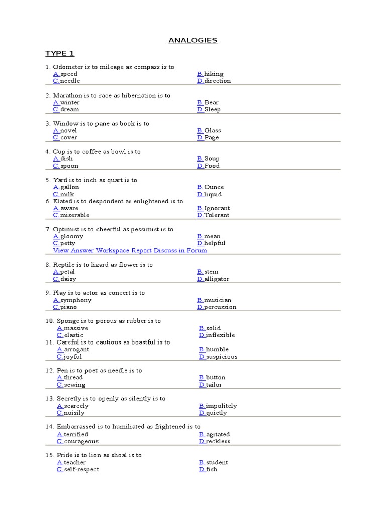 Analogies Practice Questions | PDF
