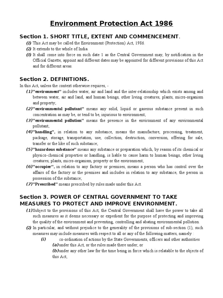 Environment Protection Act 1986 Overview | PDF | Search And Seizure ...