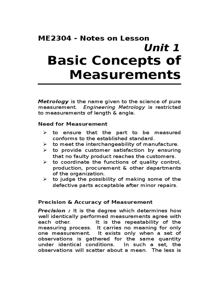 Engineering Metrology & Measurements | PDF | Accuracy And Precision ...