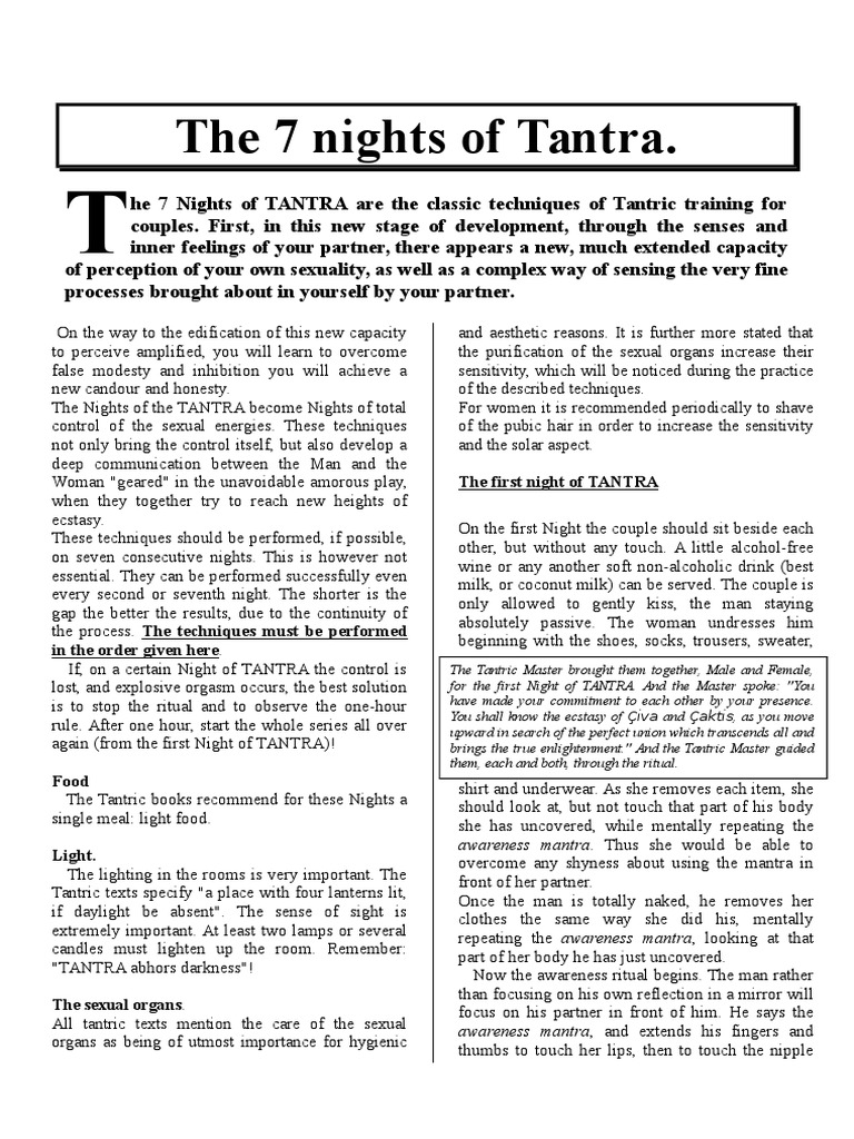 7 Nights of Tantra | PDF | Masturbation | Hand