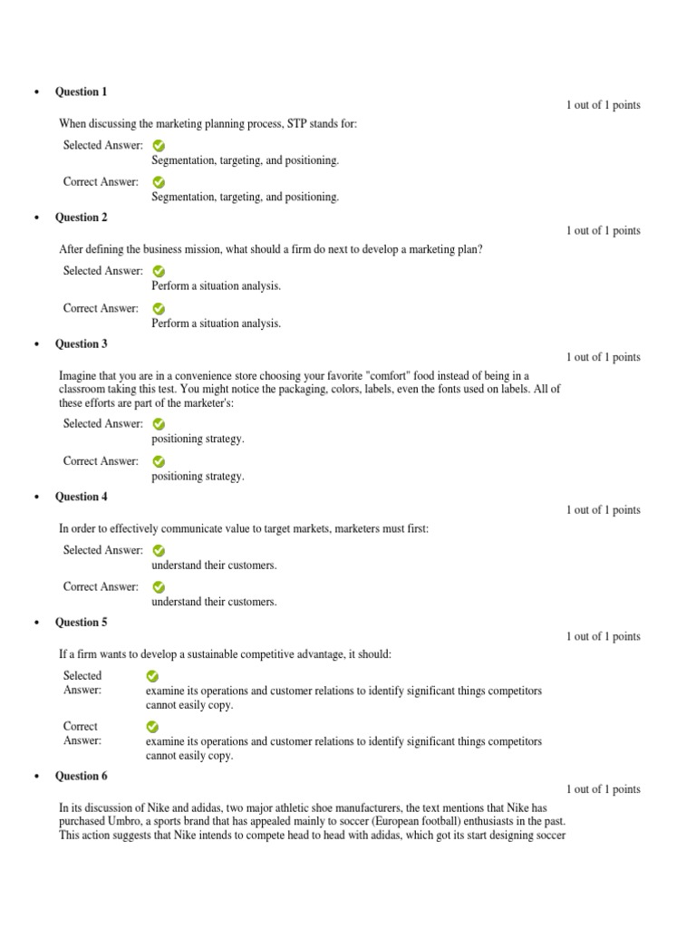 Module 1 Quiz 1 | PDF | Strategic Management | Marketing Strategy