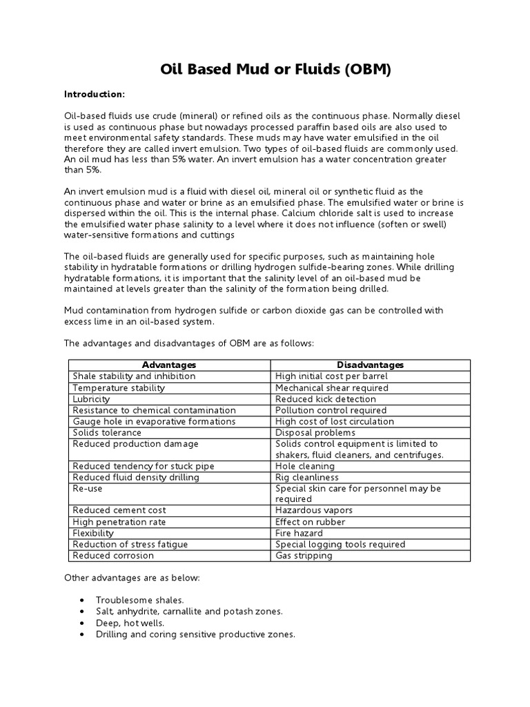 Oil Based Mud or Fluids (OBM) | PDF | Emulsion | Surfactant