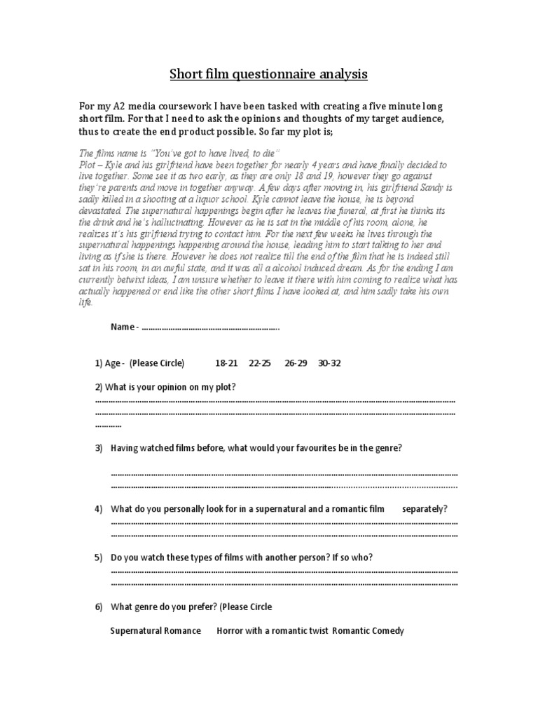 Short Film Questionnaire Insights | PDF | Leisure