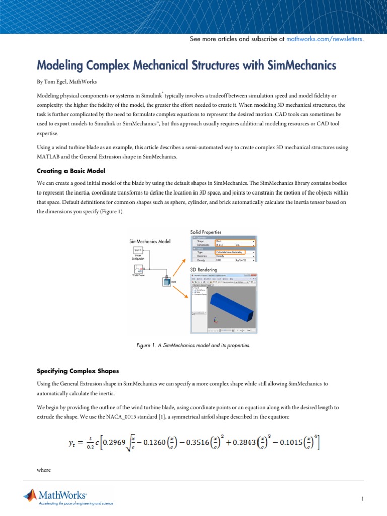 Modeling Complex Mechanical Structures With SimMechanics - Mathworks | PDF | Extrusion | Shape