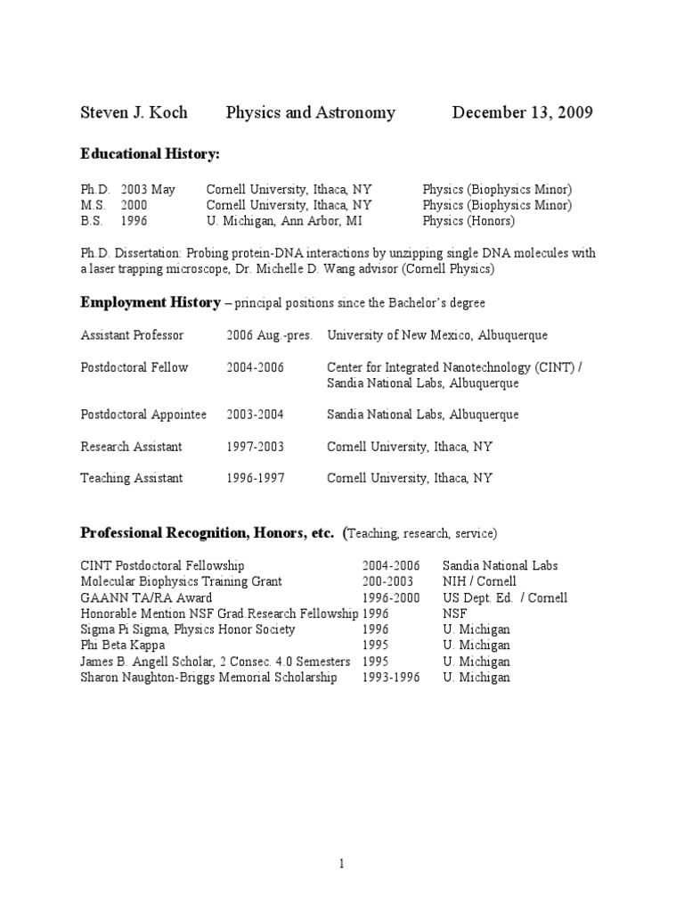 Steven J. Koch Physics and Astronomy December 13, 2009: Educational ...