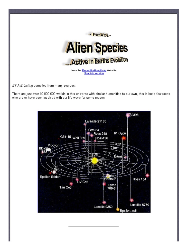 A-Z of Alien Species Active in Earths Evolution - Many Sources | PDF ...
