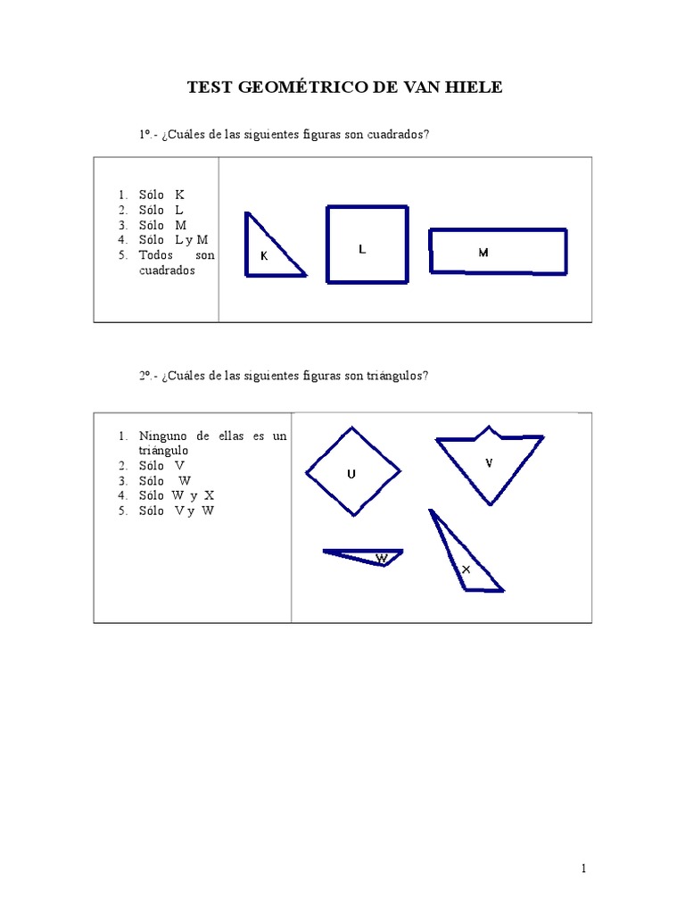 Test Van Hiele | PDF | Rectángulo | Politopos
