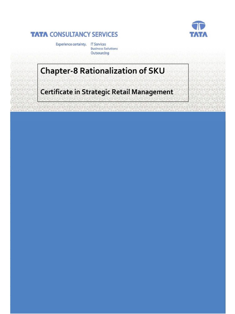 Chapter-8 Rationalization of SKU: Certificate in Strategic Retail ...
