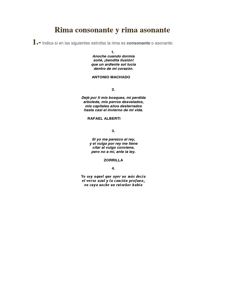 Rima Consonante y Rima Asonante | Rima | Recursos poéticos