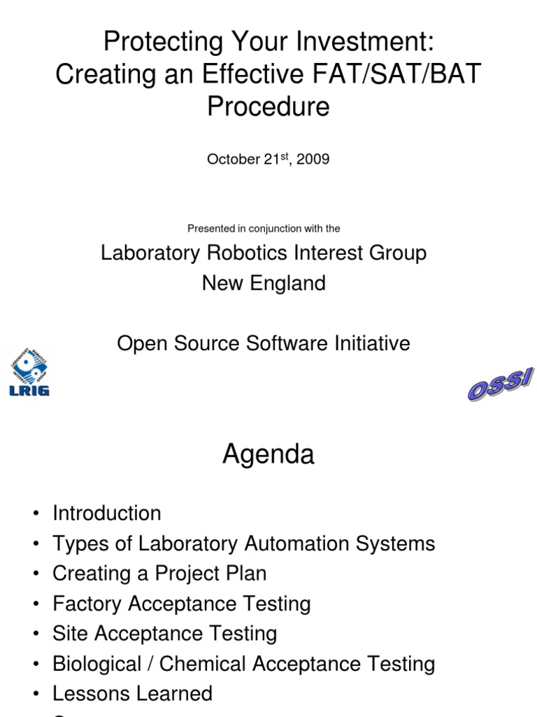 Protecting Your Investment: Creating An Effective FAT/SAT/BAT Procedure ...