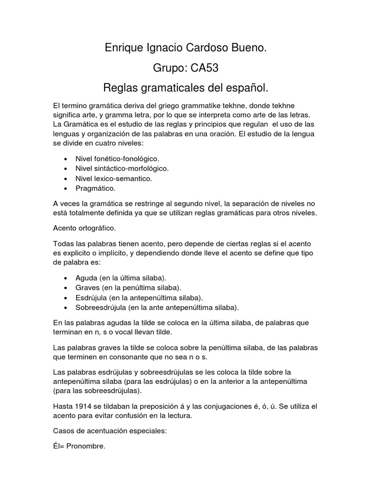 Reglas Gramaticales del Español | PDF | Adverbio | Sustantivo