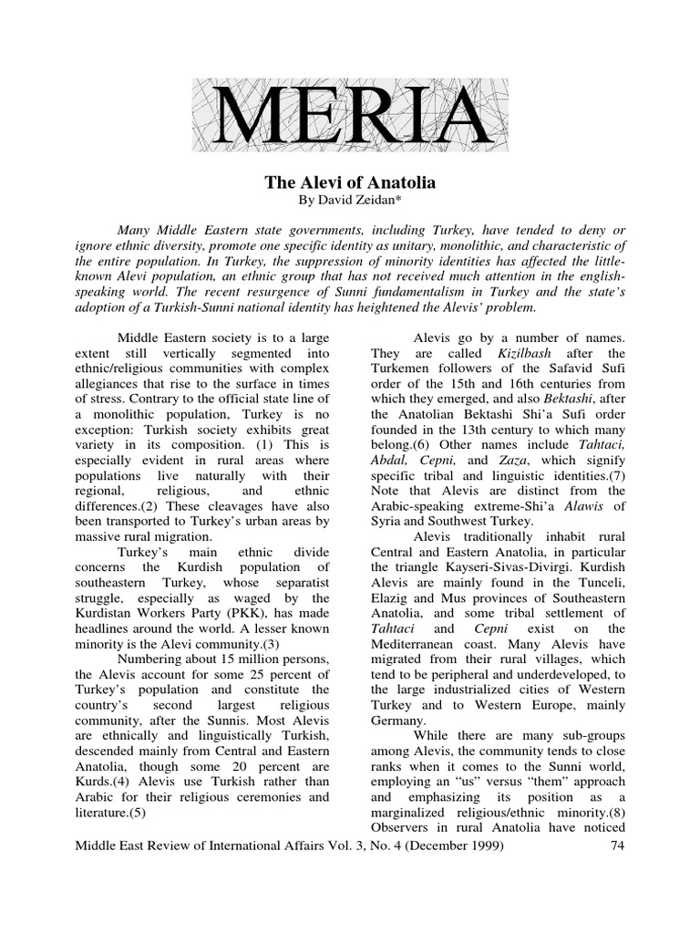 The Marginalized Alevi Community of Anatolia: A Concise Overview of ...