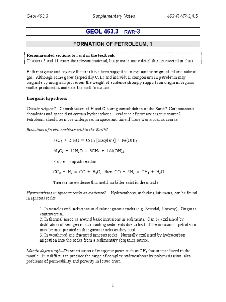 1 - Formation of Petroleum | PDF | Plankton | Hydrology