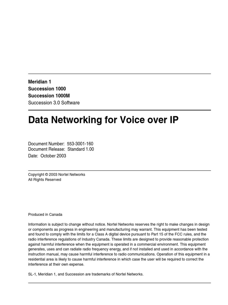 Data Networking For Voice Over IP: Title Page | PDF | Quality Of ...