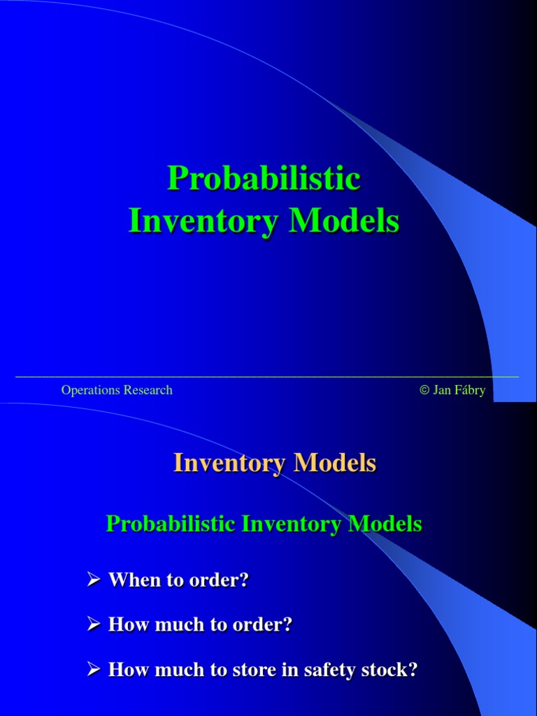 Probabilistic Inventory Models | PDF | Inventory | Prices
