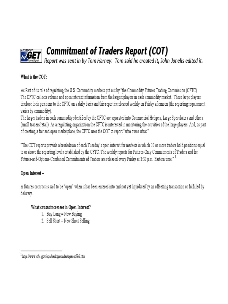 COT Report: Understanding Market Dynamics | PDF | Futures Contract ...