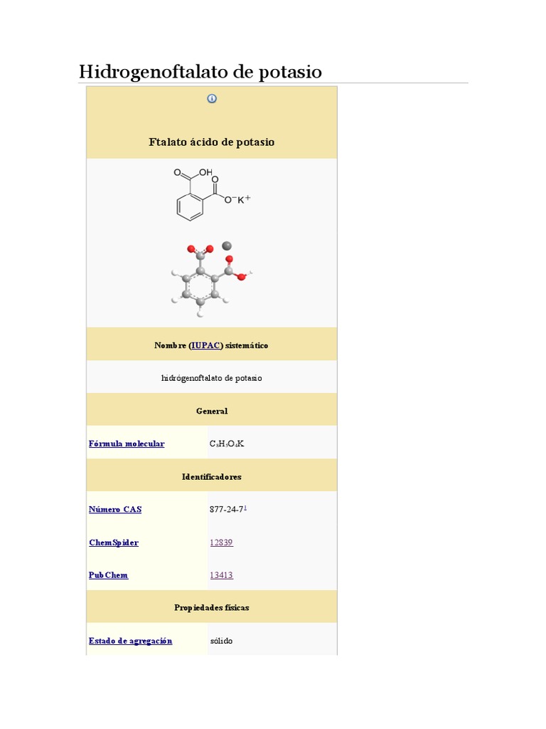 Hidrogenoftalato de Potasio | PDF