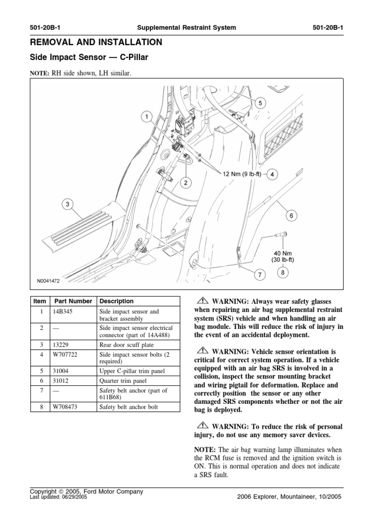 Side Impact Sensor 8212 C Pillar Removal and Installation | PDF ...